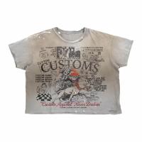 China Custom Acid Wash Distressed Oversized Graphic Tee for Streetwear Brands for sale