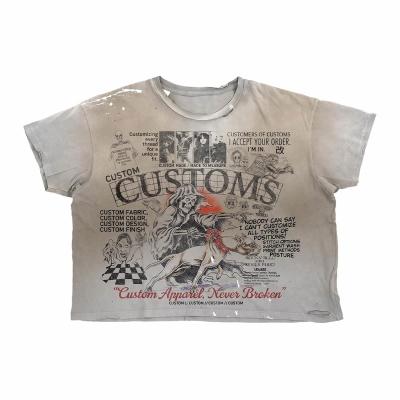 China Custom Acid Wash Distressed Oversized Graphic Tee for Streetwear Brands for sale