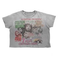 China Custom Distressed Sun Faded Wash DTG Print Oversized Boxy Fit T-Shirt for Men for sale