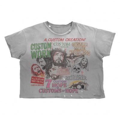 China Custom Distressed Sun Faded Wash DTG Print Oversized Boxy Fit T-Shirt for Men for sale