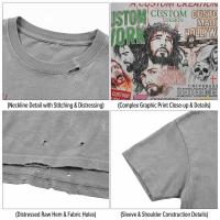 China Custom Distressed Sun Faded Wash DTG Print Oversized Boxy Fit T-Shirt for Men for sale