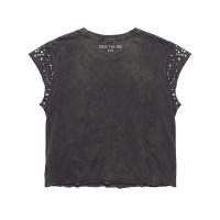 China Custom Washed Rhinestone Graphic Cap Sleeve T-Shirt for Streetwear Brands for sale