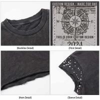 China Custom Washed Rhinestone Graphic Cap Sleeve T-Shirt for Streetwear Brands for sale