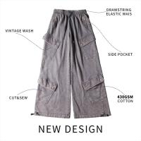 China Custom 430GSM Heavyweight Cotton Vintage Wash Cargo Sweatpants with Baggy Fit for Streetwear Brands for sale
