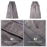 China Custom 430GSM Heavyweight Cotton Vintage Wash Cargo Sweatpants with Baggy Fit for Streetwear Brands for sale