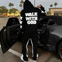 China Custom Graphic Print Hoodie and Cut-and-Sew Panel Sweatpants Set with Oversized Fit for sale