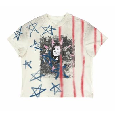 China Custom Acid Wash Vintage Graphic T-Shirt with Heavyweight Cotton for Streetwear Brands for sale