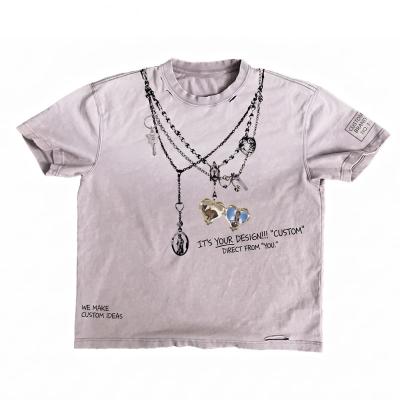 China Custom Acid Wash Oversized Men's T-Shirt with Distressed Detailing and Customizable Fabric for sale