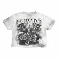 China Custom Vintage Wash Distressed Oversized Graphic Tee for Men for sale