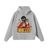 China Custom Oversized Over-Zipper Graphic Full Zip Hoodie with 350-400 GSM Fabric for Streetwear for sale