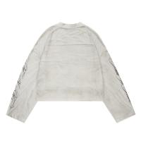 China Custom Screen Print Vintage Wash Boxy Fit Long Sleeve Crop T-Shirt for Men for sale
