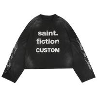 China Custom Vintage Wash Cropped Long Sleeve Tshirt with Distressed Details for sale