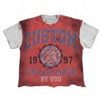 China Custom Oversized Double Layer Distressed Vintage Graphic T-Shirt for Men for sale