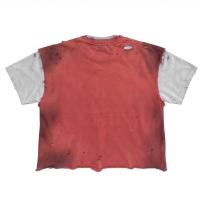 China Custom Oversized Double Layer Distressed Vintage Graphic T-Shirt for Men for sale