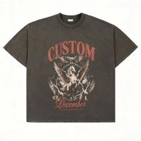 China Custom Acid Wash Distressed Edges Graphic DTG Print Oversized T-Shirt for sale