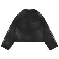 China Custom 100%cotton Wash Distressed Boxy Cropped Long Sleeve T-Shirt for Men for sale