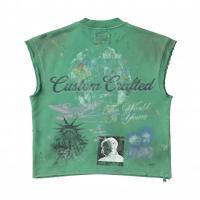 China Custom Acid Wash Vintage Distressed Sleeveless T-Shirt Manufacturer for sale