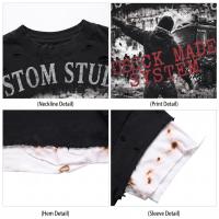 China High Street Custom Burn-Effect & Frayed Edges Double-Layered Distressed T-Shirts for sale