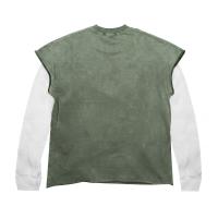 China Custom Vintage Wash Fake Two-Piece Distressed Long Sleeve T-Shirt for Men for sale