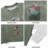 China Custom Vintage Wash Fake Two-Piece Distressed Long Sleeve T-Shirt for Men for sale