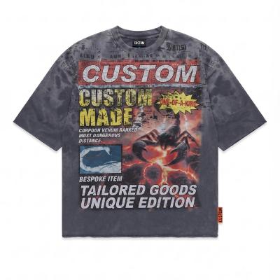 China Custom Raw Edge & Vintage DTG Print Acid Wash Oversized T-Shirt For Men for sale