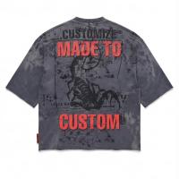 China Custom Raw Edge & Vintage DTG Print Acid Wash Oversized T-Shirt For Men for sale