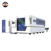 China 1000W Laser Power CNC Fiber Laser Cutter with 10mm Iron Enclosed Cover and 1500mm*4000mm Cutting Area for sale