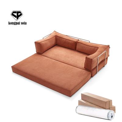 China Modern Compression Sofa Bed Set Fabric Sectional Modular Design Stainless Steel Legs Square Shape Sponge Vacuum Packed Villa for sale