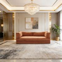 China Modern Compression Sofa Bed Set Fabric Sectional Modular Design Stainless Steel Legs Square Shape Sponge Vacuum Packed Villa for sale