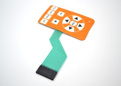 China PET/PC Material Embossed Metal Dome Membrane Switch with Orange Printing - 0.5mm Wire Width, -40℃ to 70℃ Operating Range for sale