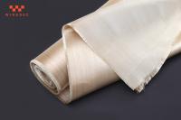 China HT800 0.8mm 830gsm Golden Satin Weave Fiberglass Fire Curtain Fabric Roll 40 Inch 550C Fire Rated Barrier Cloth for sale