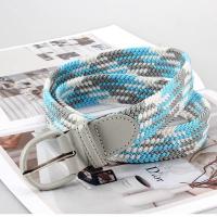 China Fashion Women Elastic Fabric Woven Belt 95cm Soft Surface Leather Custom Logo for sale
