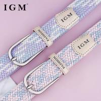 China Fashion Women Elastic Fabric Woven Belt 95cm Soft Surface Leather Custom Logo for sale