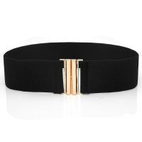 China Women Elastic Stretch Cinch Belt 6cm Wide 68cm Long Silver Clasp Buckle Fashion Dress Belt for sale