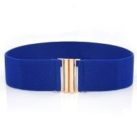 China Women Elastic Stretch Cinch Belt 6cm Wide 68cm Long Silver Clasp Buckle Fashion Dress Belt for sale