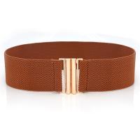 China Women Elastic Stretch Cinch Belt 6cm Wide 68cm Long Silver Clasp Buckle Fashion Dress Belt for sale