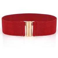 China Women Elastic Stretch Cinch Belt 6cm Wide 68cm Long Silver Clasp Buckle Fashion Dress Belt for sale