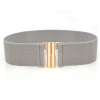China Women Elastic Stretch Cinch Belt 6cm Wide 68cm Long Silver Clasp Buckle Fashion Dress Belt for sale
