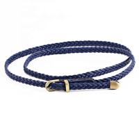 China PU Faux Braided Fabric Belt 0.8cm Handmade Skinny Lady Dress Belt Custom Size for sale