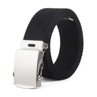 China Custom Printed Canvas Belt 130cm Length 3.8cm Width Flip Top Fabric Belt for Men for sale