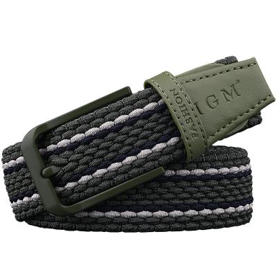 China Unisex Braided Elastic Woven Belt 90cm Stretch Zinc Alloy Buckle for Men Women for sale