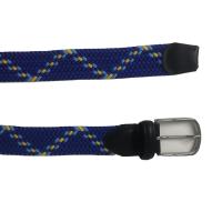 China Custom Woven Elastic Belt 3.4cm Polyester Rubber Braided Belt for Men OEM Logo for sale