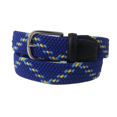 China Custom Woven Elastic Belt 3.4cm Polyester Rubber Braided Belt for Men OEM Logo for sale