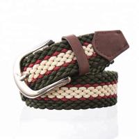 China Alloy Buckle Braided Stretch Belt 125cm Men Woven Elastic Belt Custom Length for sale