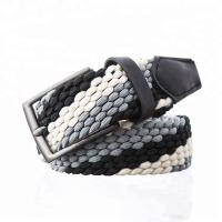 China Alloy Buckle Braided Stretch Belt 125cm Men Woven Elastic Belt Custom Length for sale