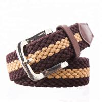 China Alloy Buckle Braided Stretch Belt 125cm Men Woven Elastic Belt Custom Length for sale