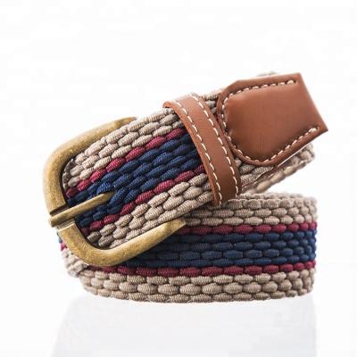 China Alloy Buckle Braided Stretch Belt 125cm Men Woven Elastic Belt Custom Length for sale