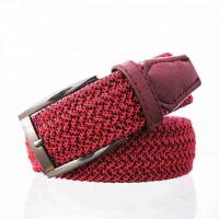 China Alloy Buckle Braided Stretch Belt 125cm Men Woven Elastic Belt Custom Length for sale