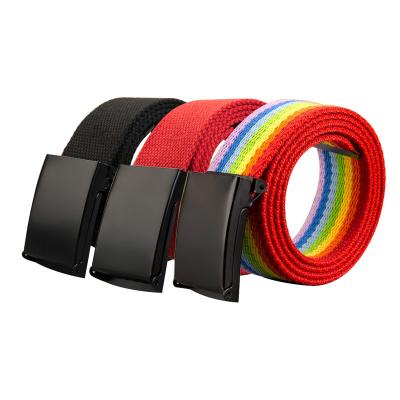 China Unisex Military Nylon Canvas Belt 130cm Heavy Duty Web Belt with Iron Pin Buckle for sale