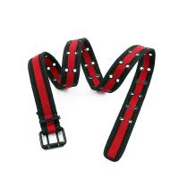 China Unisex Stitched Knitted Belt 105cm Double Grommet Web for sale